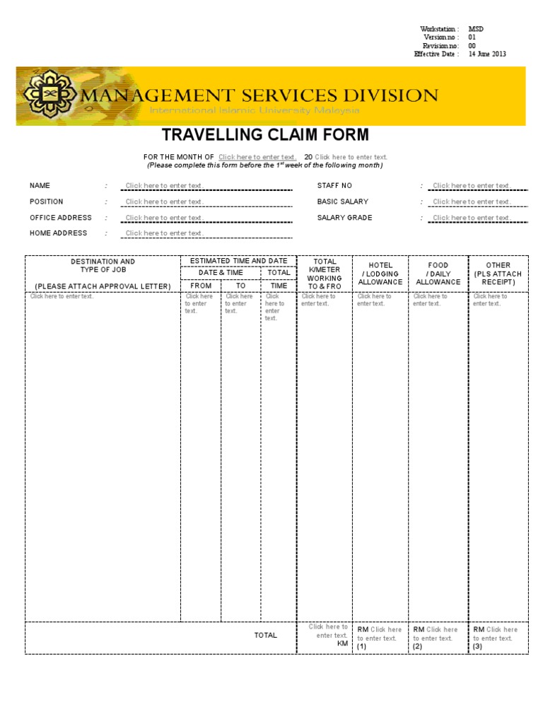 Travelling Claim Form | PDF | Motorcycling