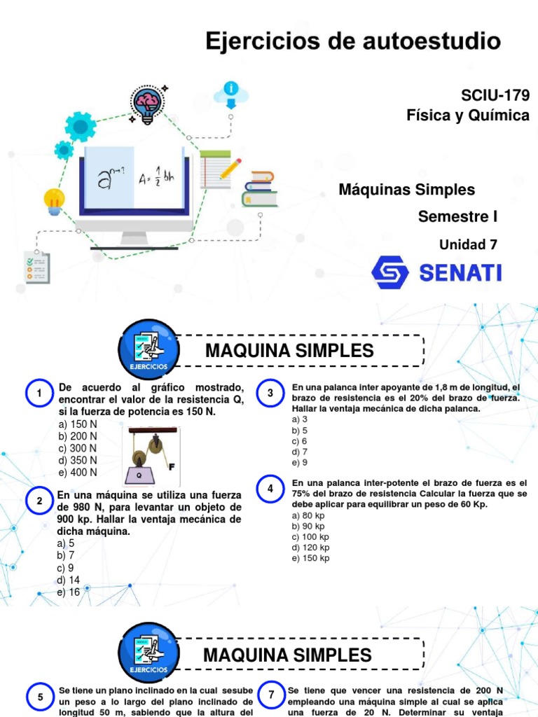 Cálculos de Ventaja Mecánica en Máquinas Simples | PDF | Palanca ...