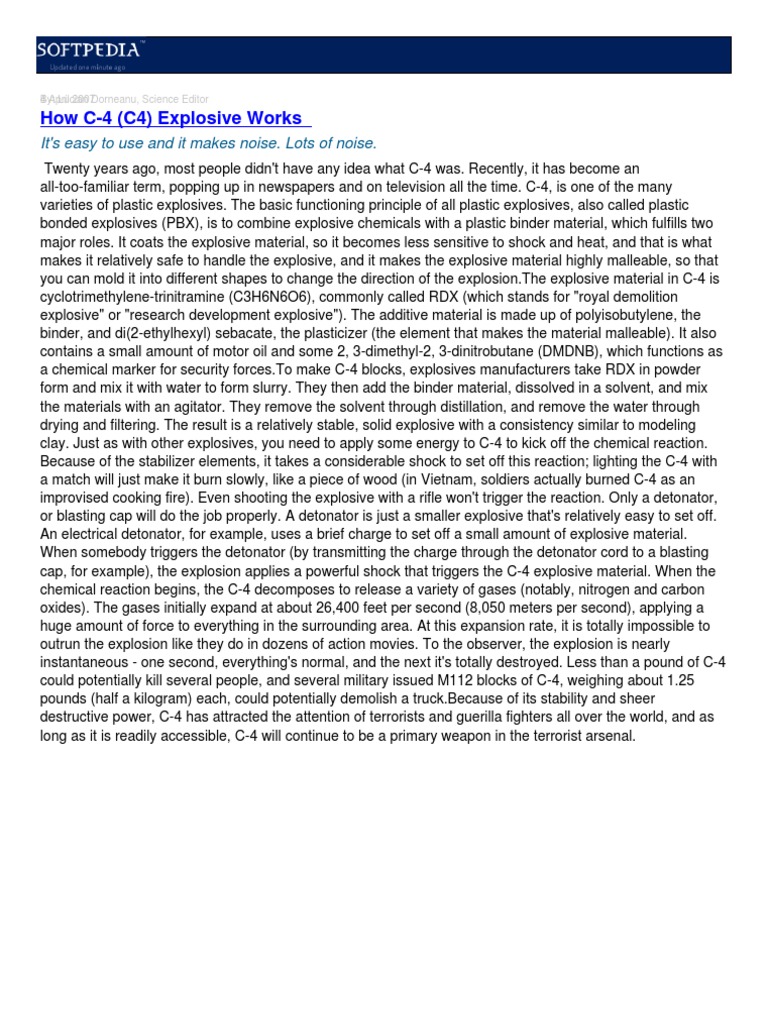 How C 4 C4 Explosive Works 51224 | Physical Sciences | Science