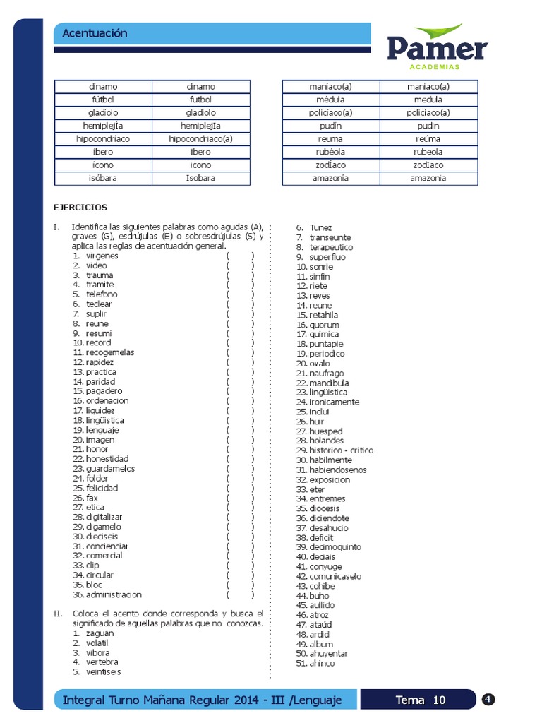 Lenguaje 10 Acentuación-4-6 | PDF