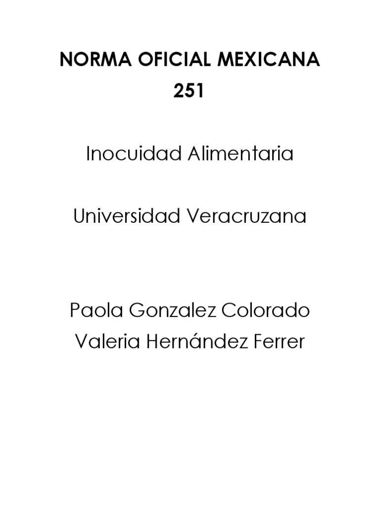 Proyecto NORMA 251 | PDF | Alimentos | Seguridad alimenticia