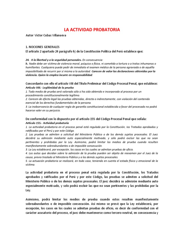 La Actividad Probatoria | PDF