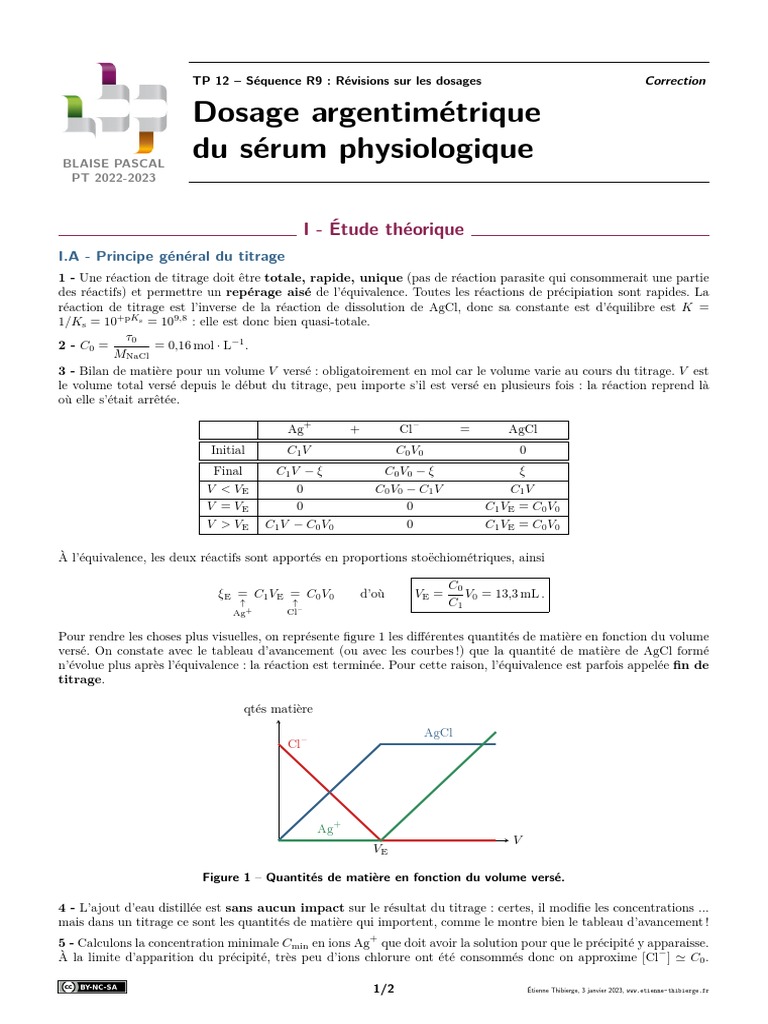 Tp12 Serum Physio Corrige Theorie | PDF