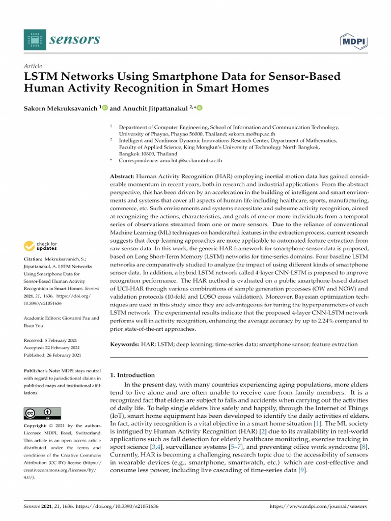 LSTM Networks Using Smartphone Data For Sensor-Based Human Activity Recognition in Smart Homes ...