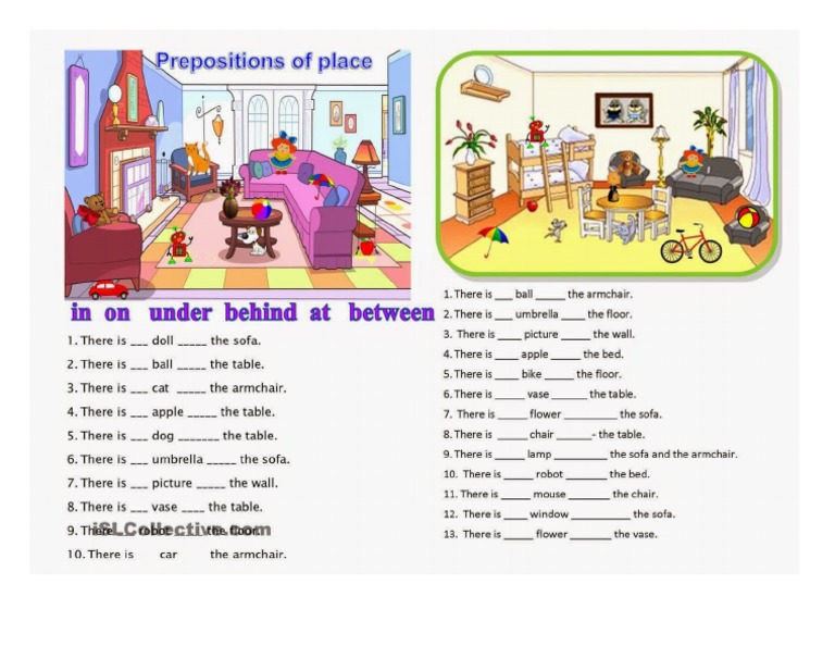 Prepositions of Place Sentences 2 | PDF