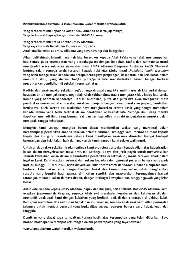 Teks Pidato Bunda | PDF