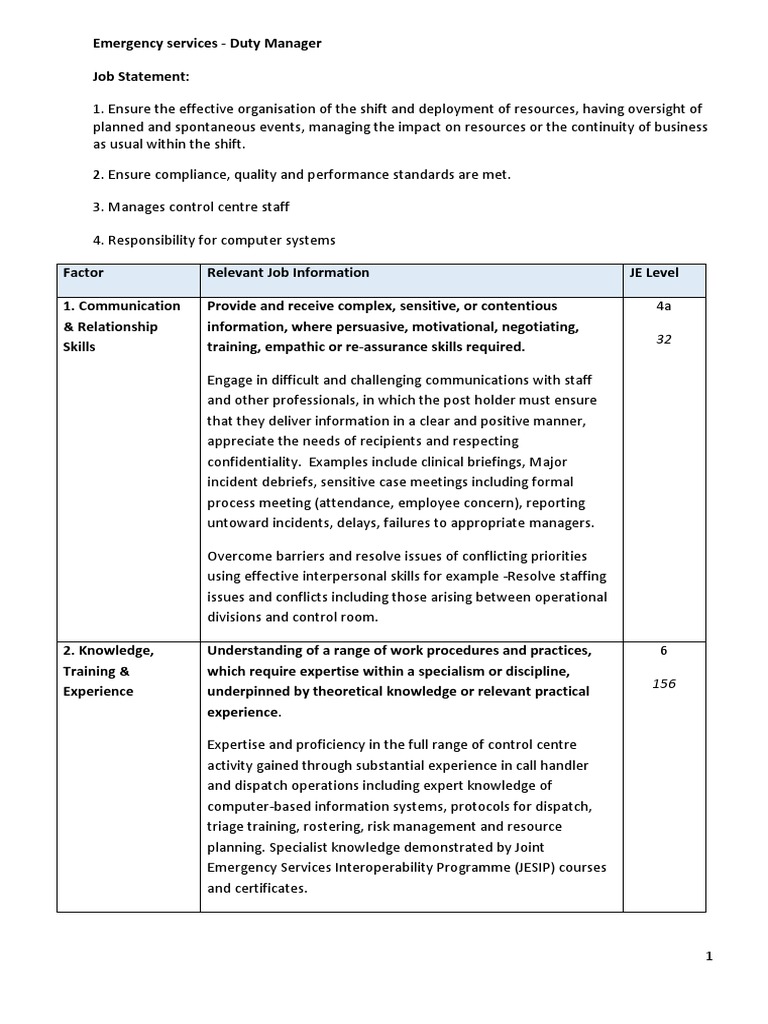 Emergency Services - Duty Manager | PDF | Expert | Policy