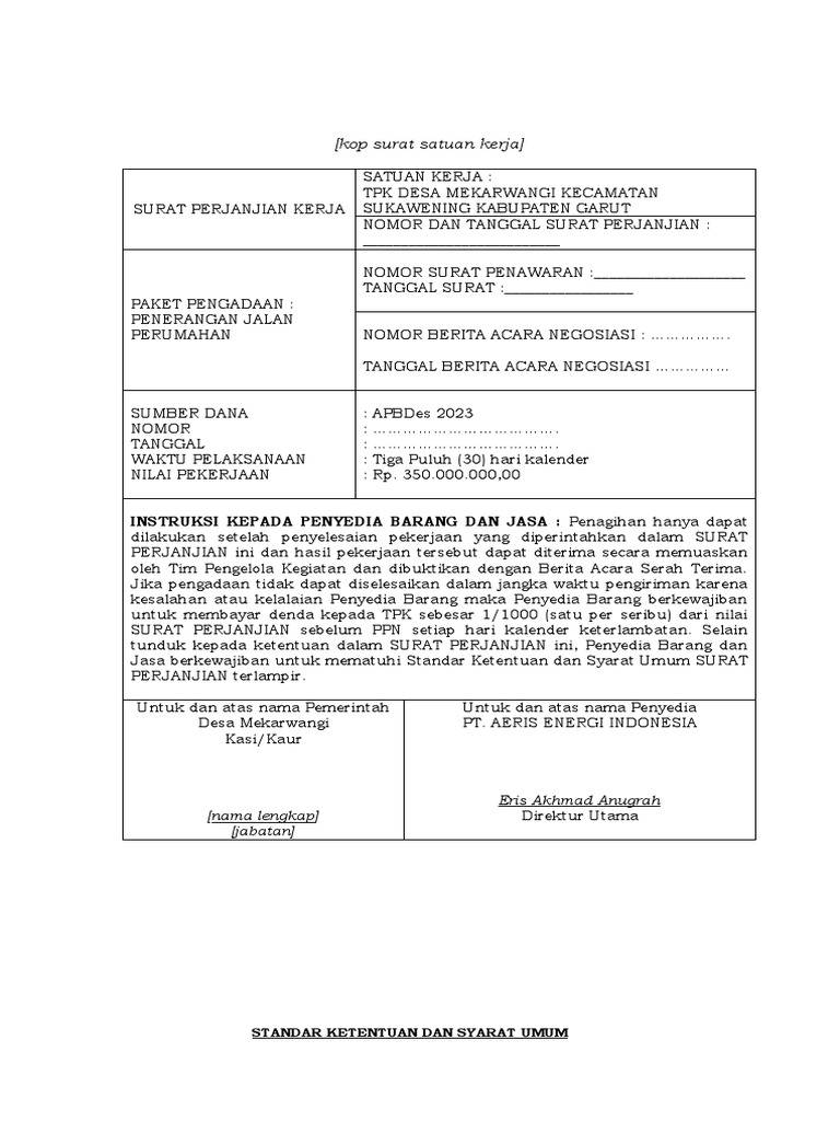 Bentuk Kontrak Dan SPK | PDF