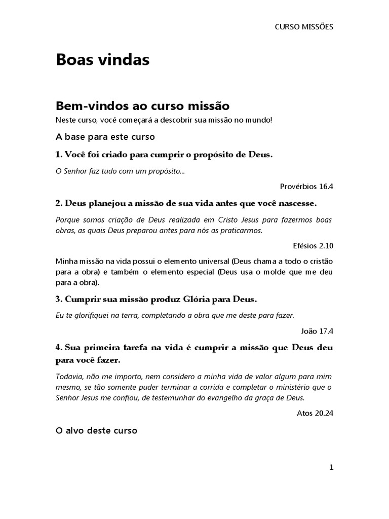 MISSÃO - Descobrindo Meu Chamado | PDF
