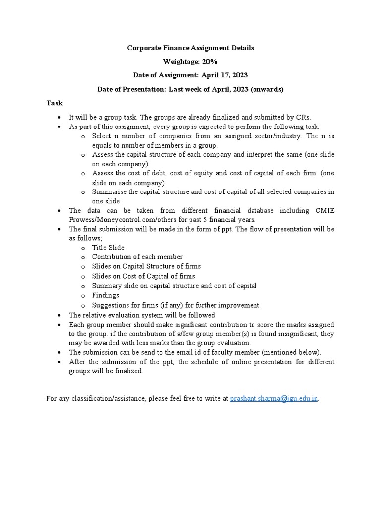 Corporate Finance Assignment 2 | PDF