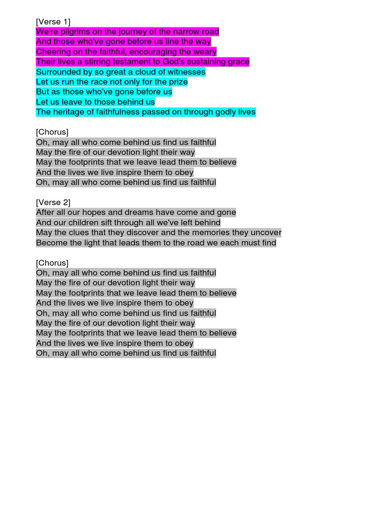 Find Us Faithful lyrics (sudah dibagi) | PDF