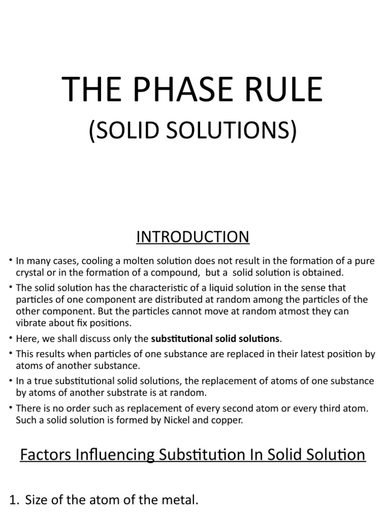 Solid Solution - Phase Rule - Ds Mam | PDF | Phase (Matter) | Phase Diagram