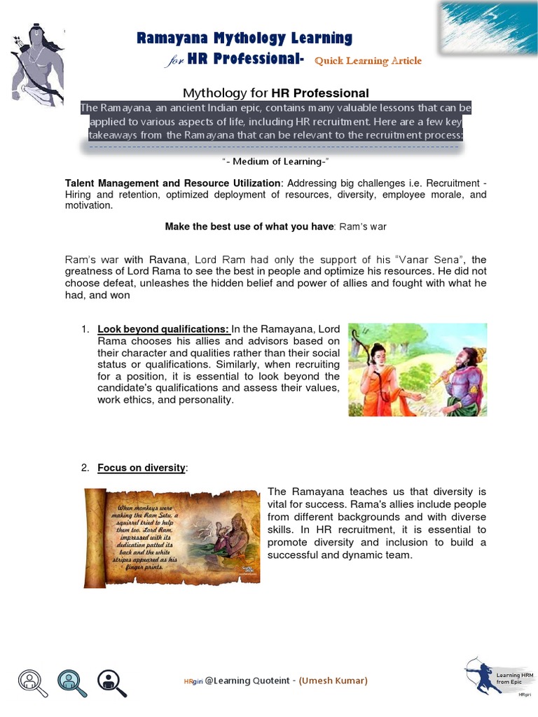 Ramayana For HR - LearningArticle-by Umesh | PDF | Ramayana | Rama
