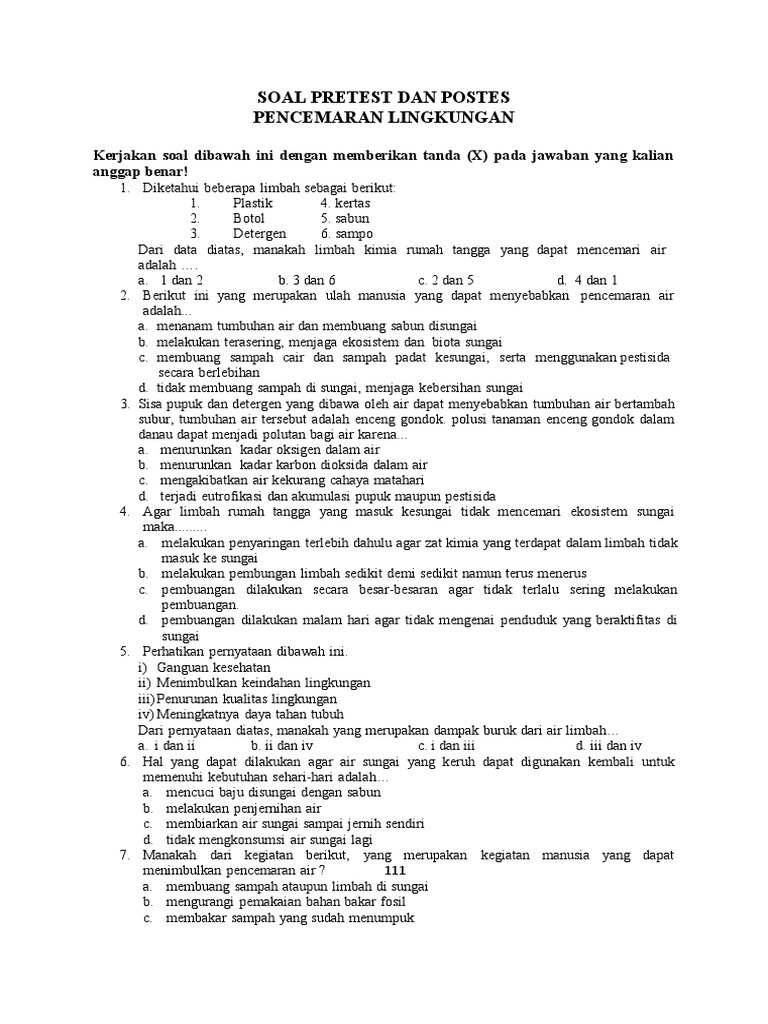 Soal Pretest Dan Postes | PDF