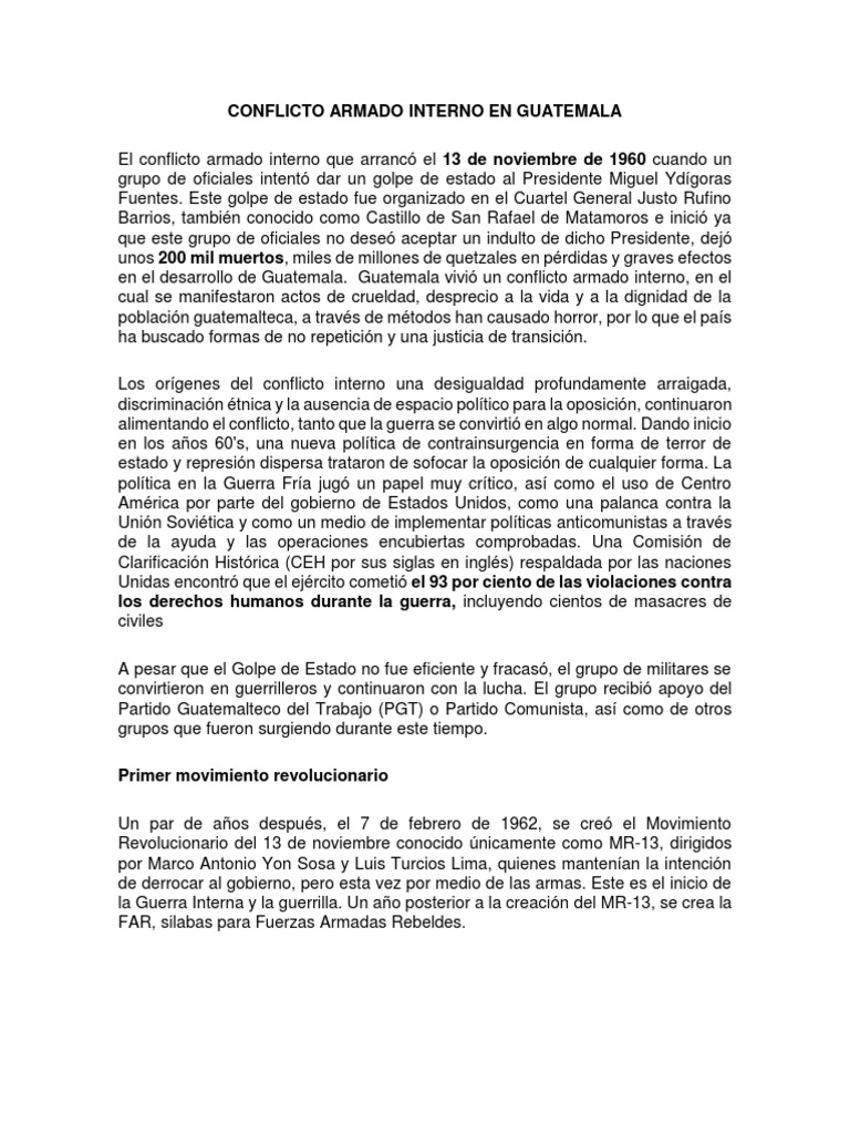 Conflicto Armado Interno en Guatemala | PDF | Guatemala