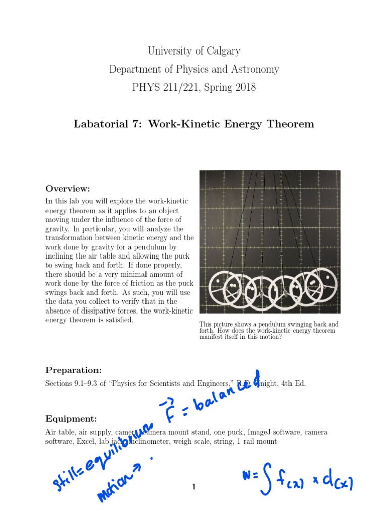 Physics Lab: Work-Energy Theorem | PDF | Force | Quantity