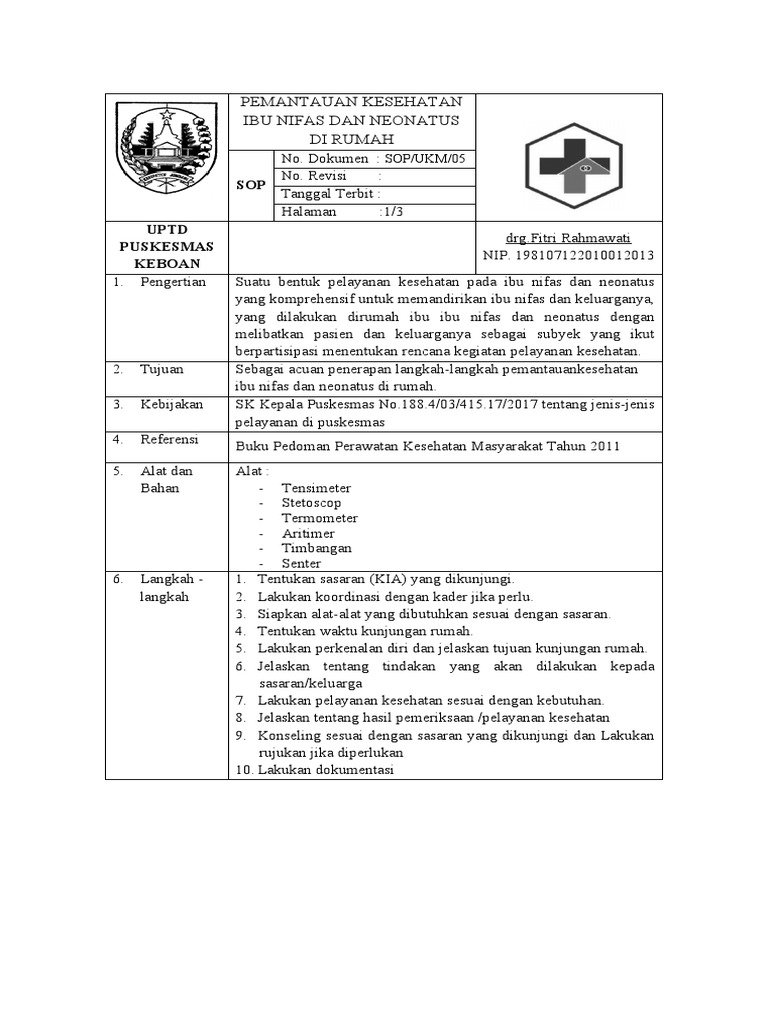 Pemantauan Kesehatan Bufas Dan Neonatus Di Rumah | PDF