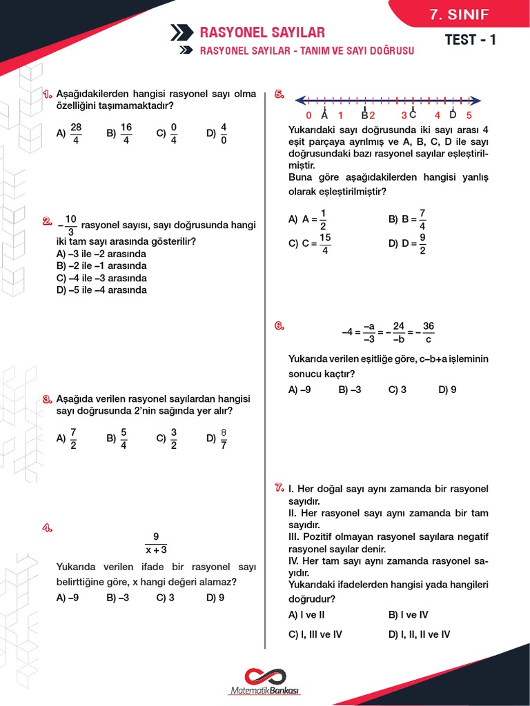 7sinif Rasyonel Sayi Tanimi Ve Sayi Dogrusu | PDF