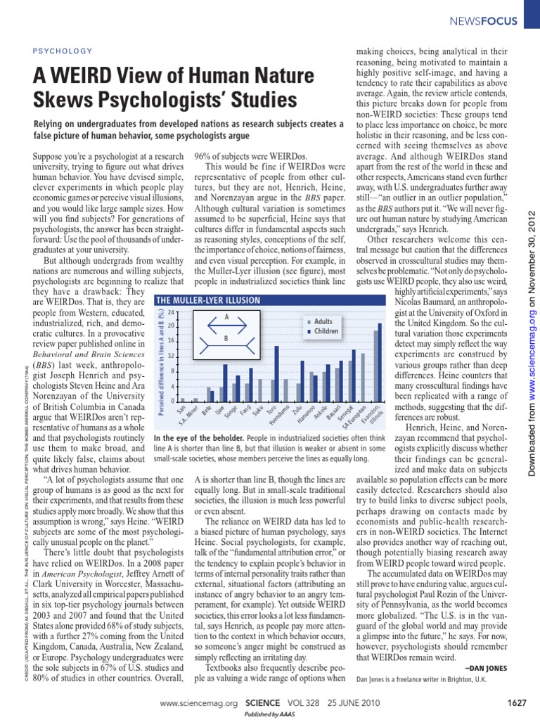 03 A WEIRD View of Human Nature Skews Psychologists' Studies (Jones ...