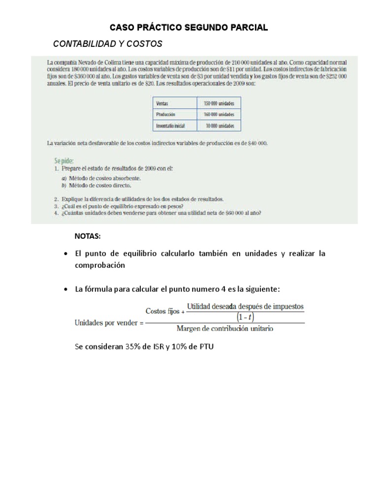 Caso Práctico Segundo Parcial Contabilidad y Costos | PDF