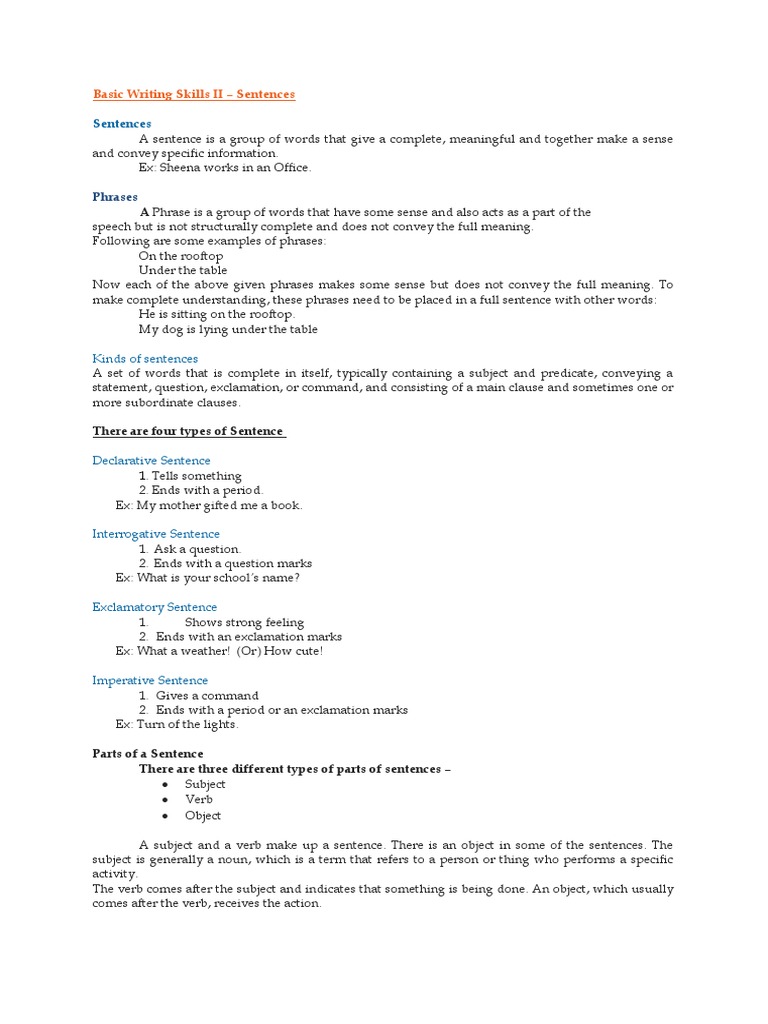 Basic Writing Skills II | PDF