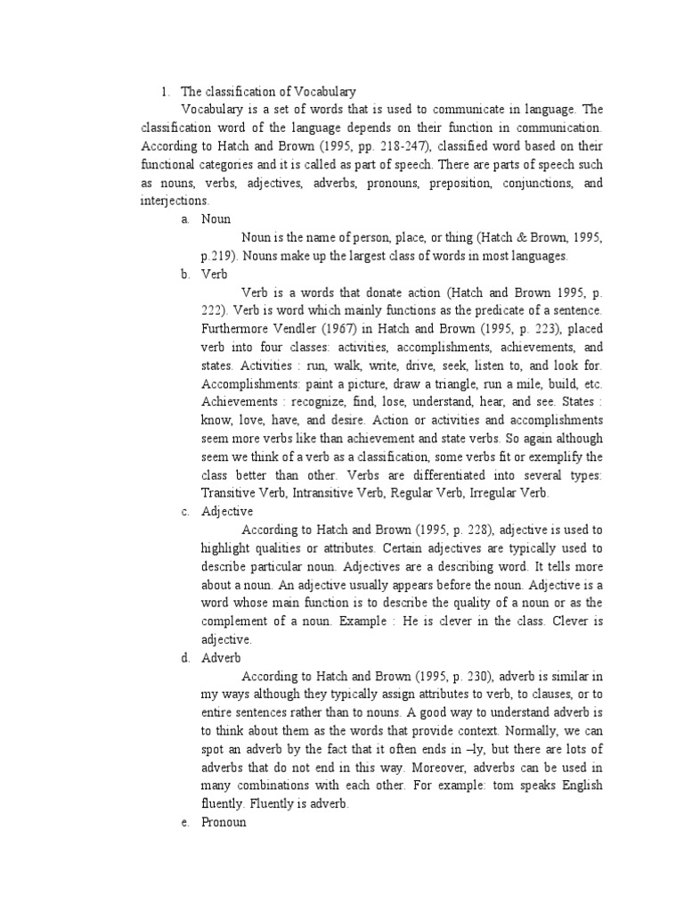 The Classification of Vocabulary | PDF | Verb | Part Of Speech