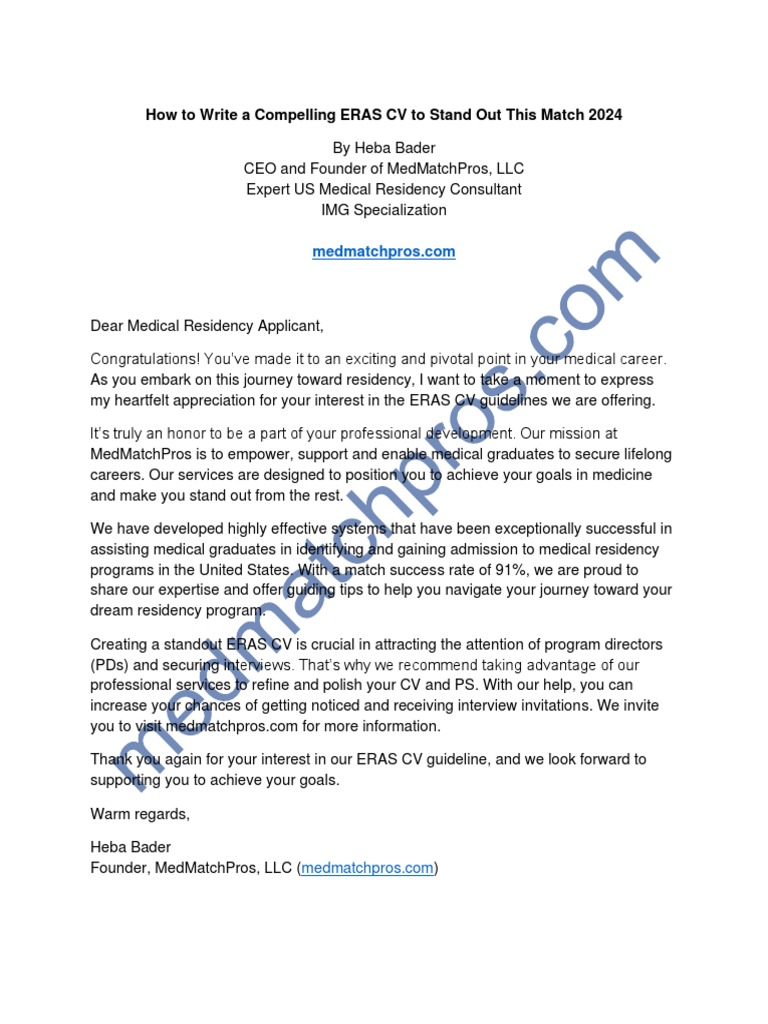 ERAS CV Guide by Heba Bader | PDF | Academic Journal | Peer Review