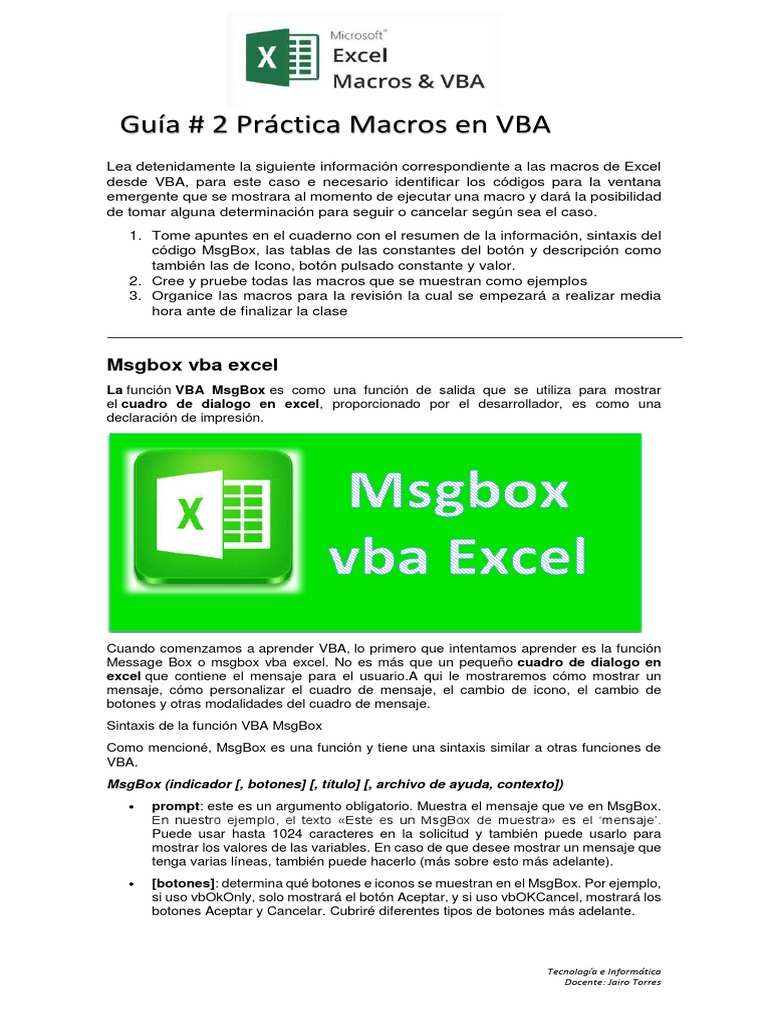 Guia 2. Macros en VBA | PDF