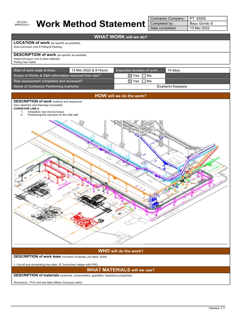Work Method Statement Project KUJ 13 Mei 2022 | PDF | Personal ...