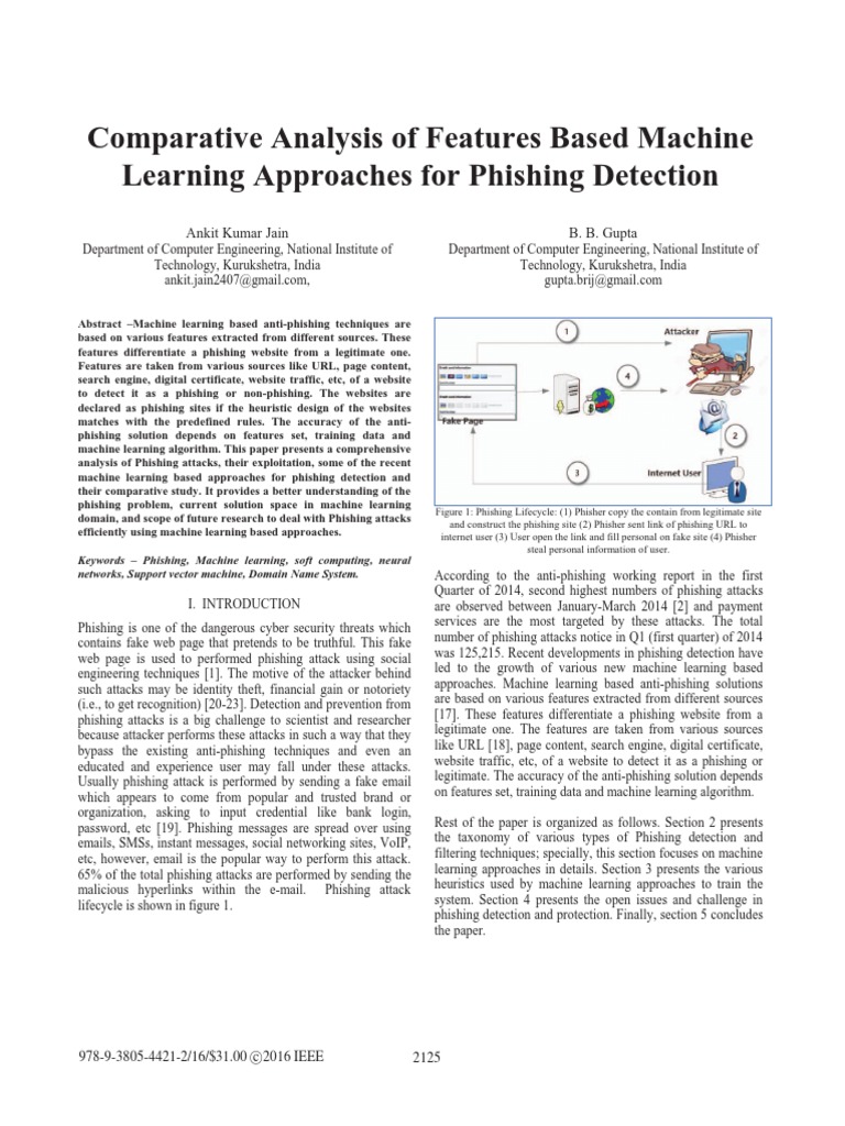 Comparative Analysis of Features Based Machine Learning Approaches For Phishing Detection | PDF