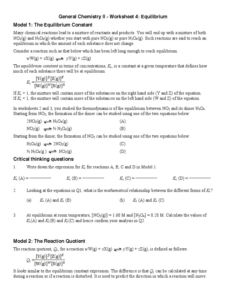 Tutorial Sheet4 | PDF | Chemical Equilibrium | Chemical Reactions