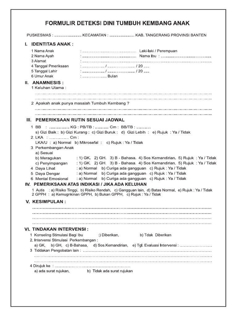22 - Formulir SDiDTK - FIX | PDF