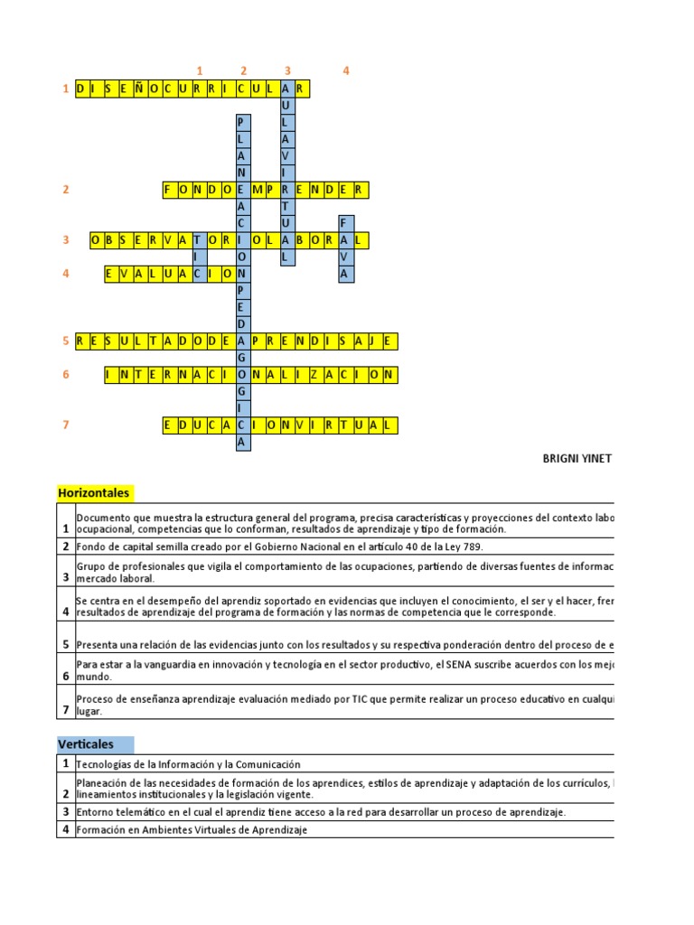 Crucigrama AA3-EV01 | PDF