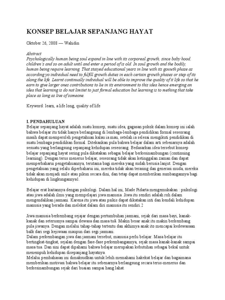 Konsep Belajar Sepanjang | PDF