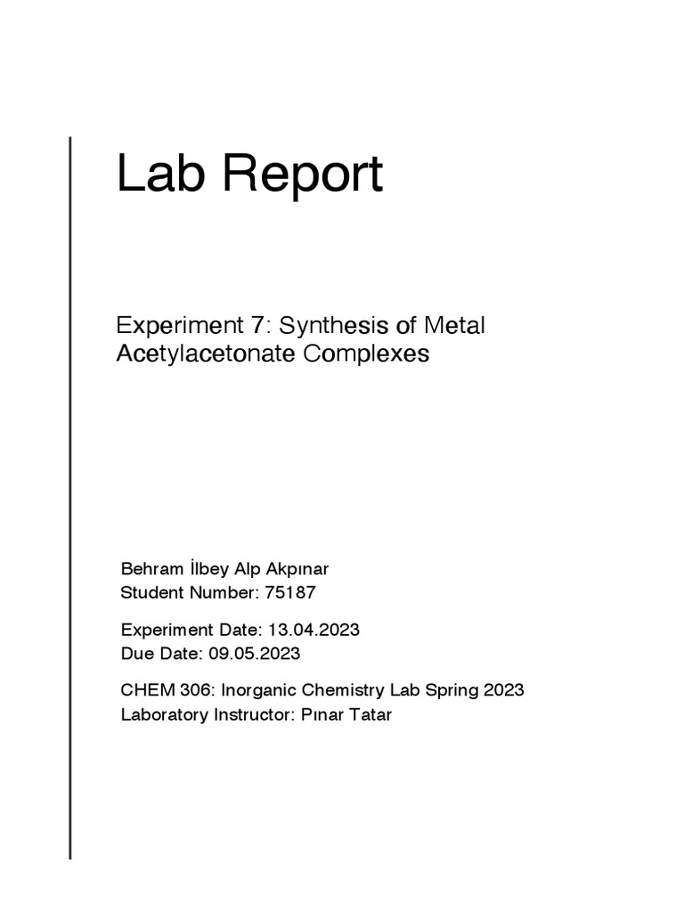 Inorganic Chemistry - Lab Report 7 | PDF