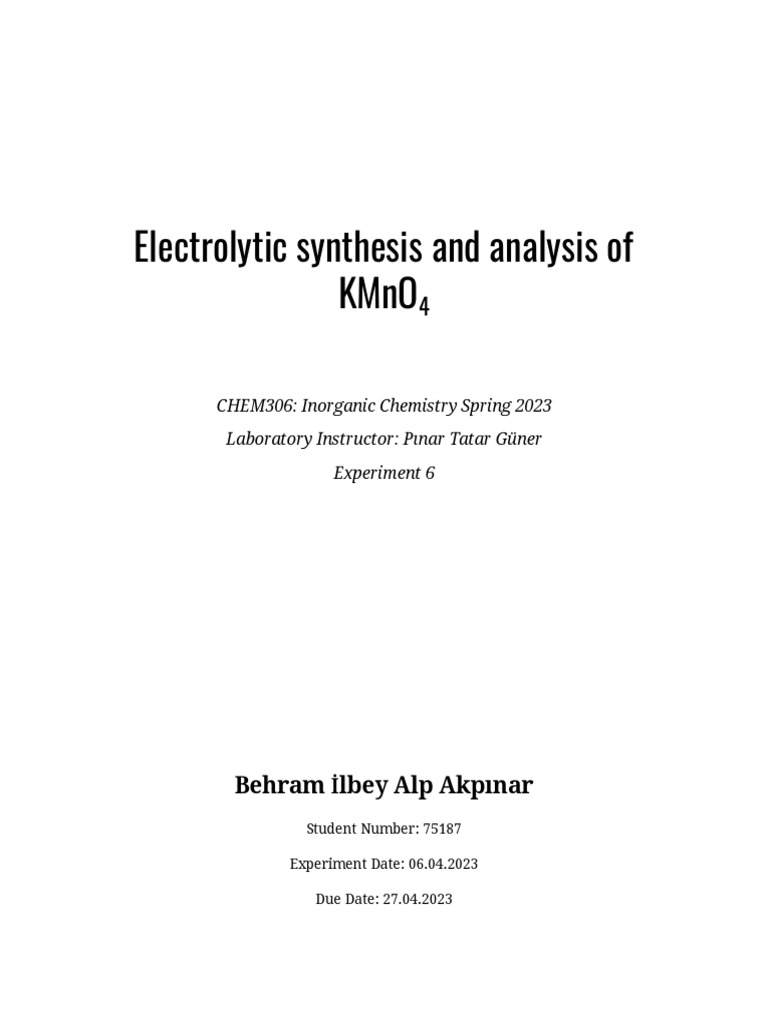 Inorganic Chemistry - Lab Report 6 | PDF