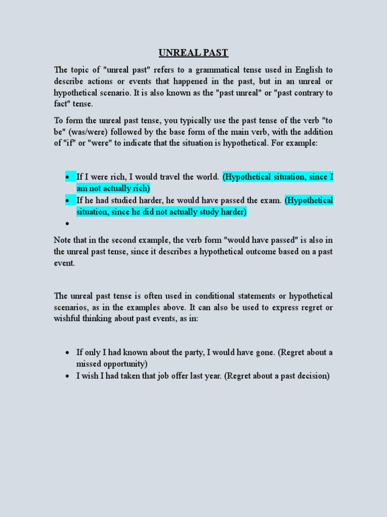 Unreal Past Ejercicio | PDF
