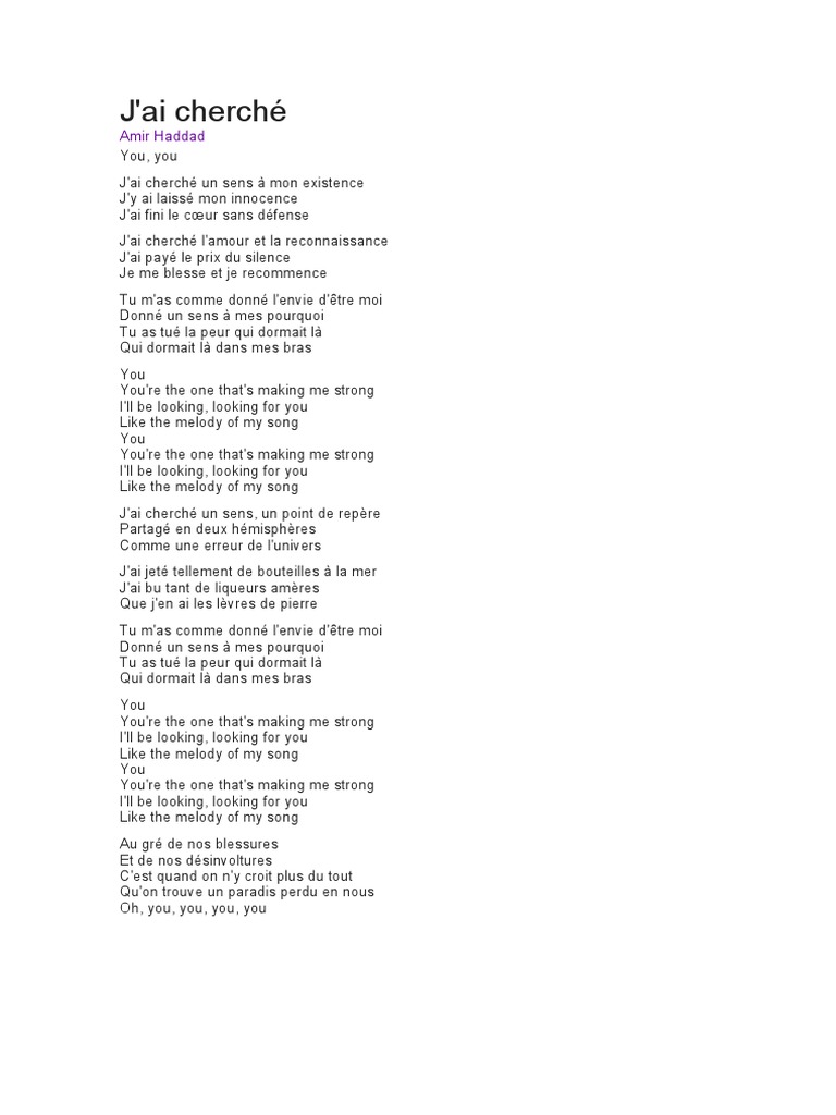 Amir Haddad Paroles | PDF