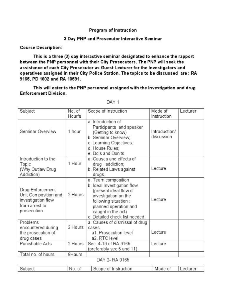 3 Day PNP and Prosecutor Interactive Seminar | PDF | Prosecutor ...