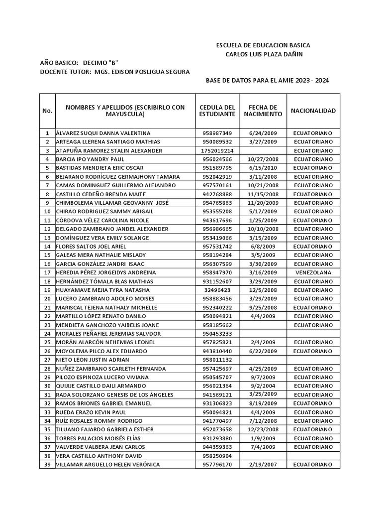 Matriz Amie Decimo 2023 CLPD | PDF