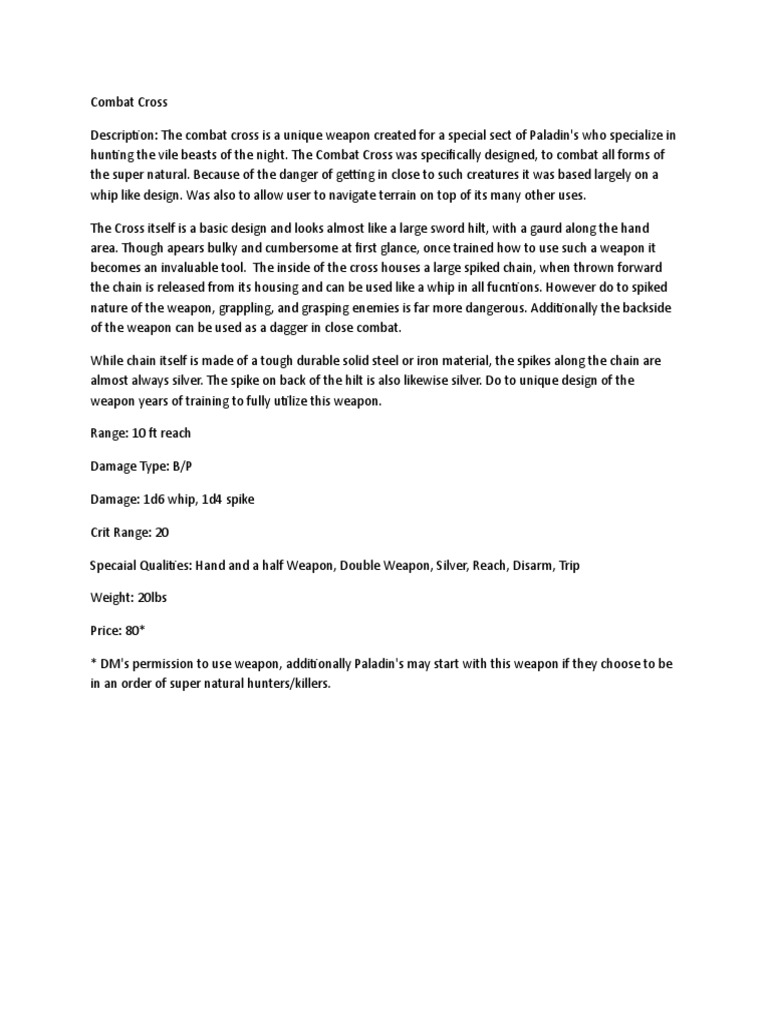 Paladin's Combat Cross Guide | PDF