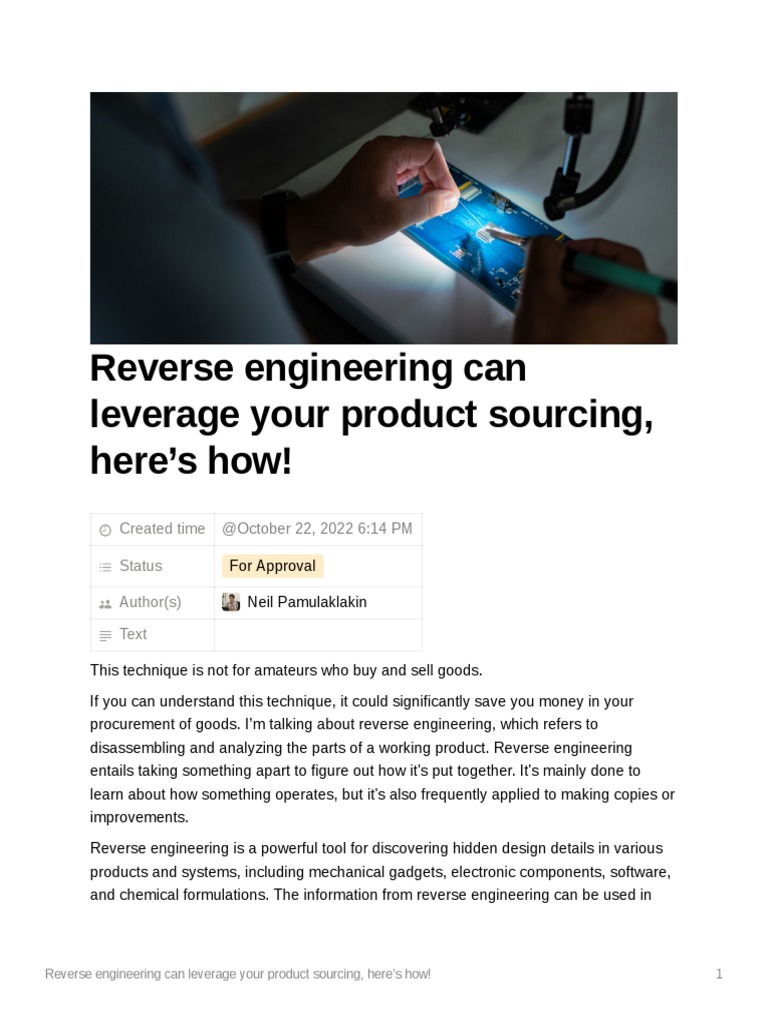 Reverse Engineering Can Leverage Your Product Sourcing Heres How! | PDF | Engineering | Computer ...