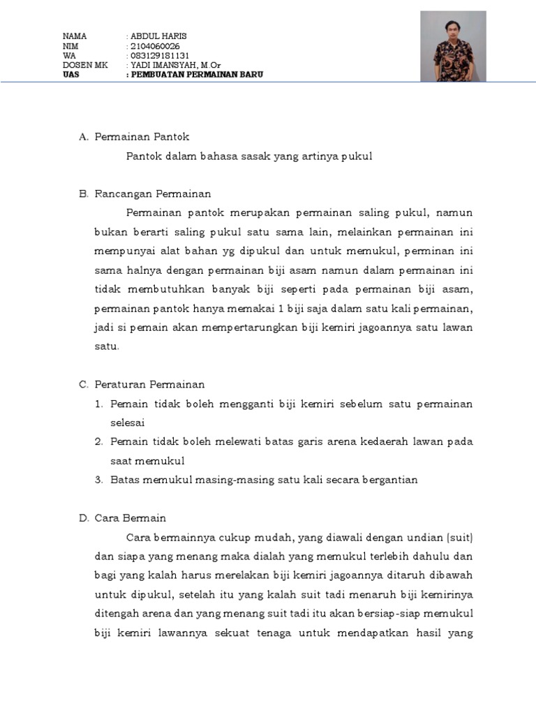 Permainan Pantok Baru | PDF