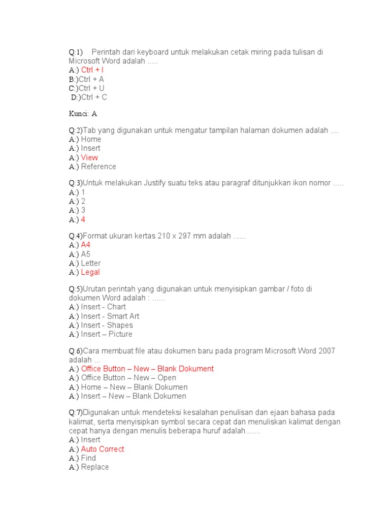Soal Tik Um Mts | PDF