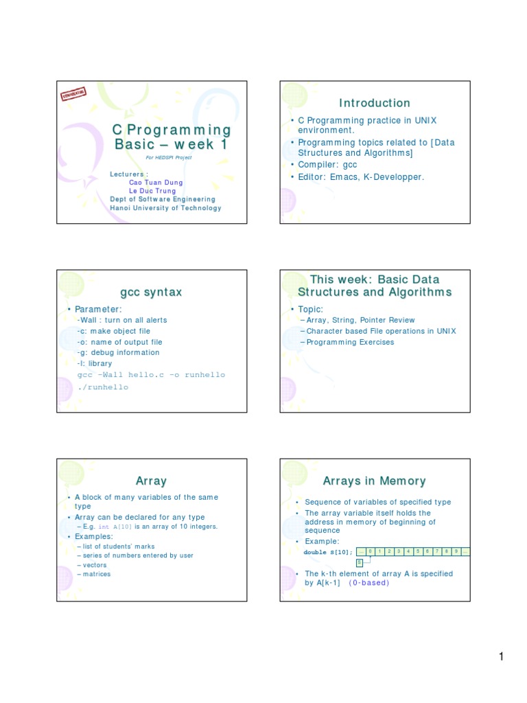 C Programming Basic - Week 1 | PDF | Computer File | C (Programming ...