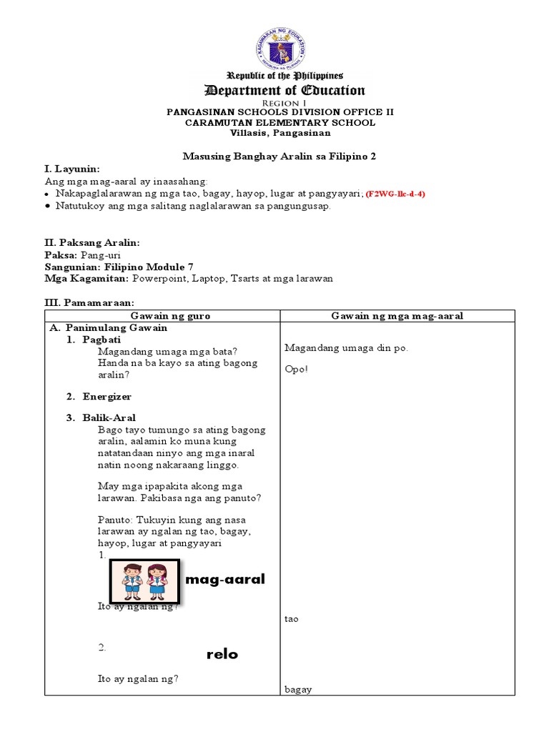 Masusing Banghay Aralin Sa Filipino 2 Donalyn 3rd | PDF