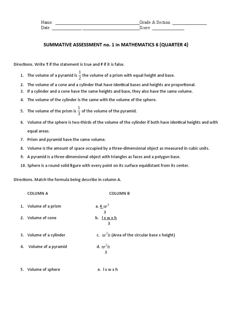 q4 math summative test 1 | PDF