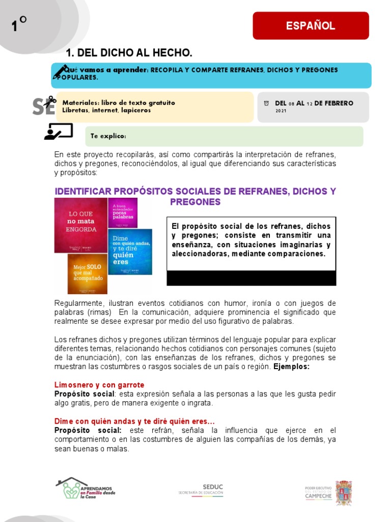 Dichos, Refranes y Pregones Material | PDF | Comunicación