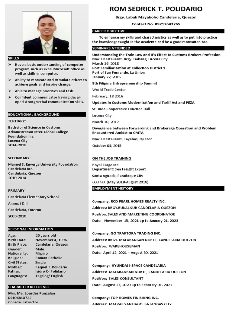 Brgy. Labak Mayabobo Candelaria, Quezon Contact No. 09217643765 | PDF