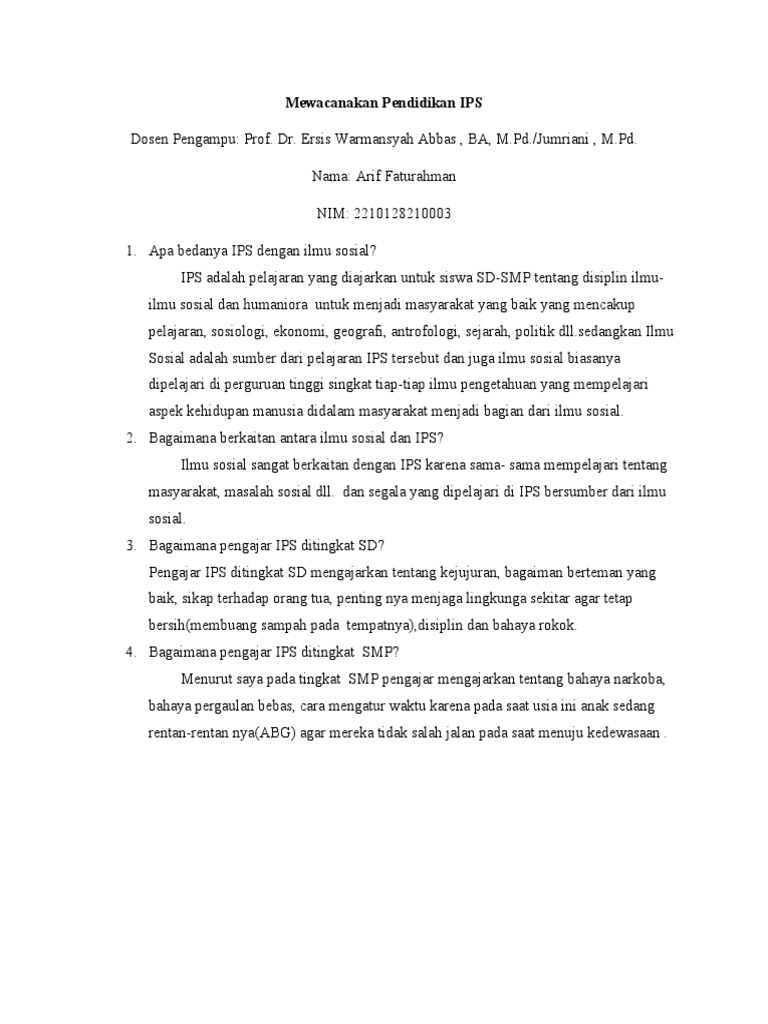 Mewacanakan Pendidikan IPS | PDF